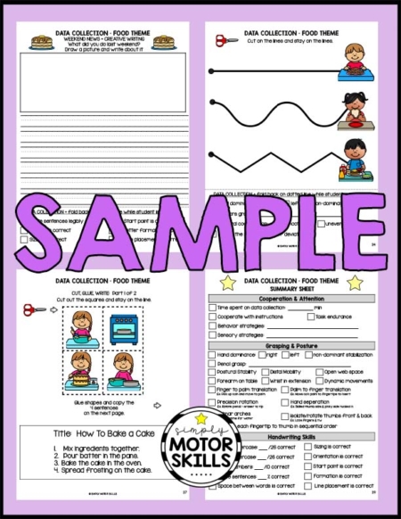 Food Theme Fine Motor Data Collection - Your Therapy Source