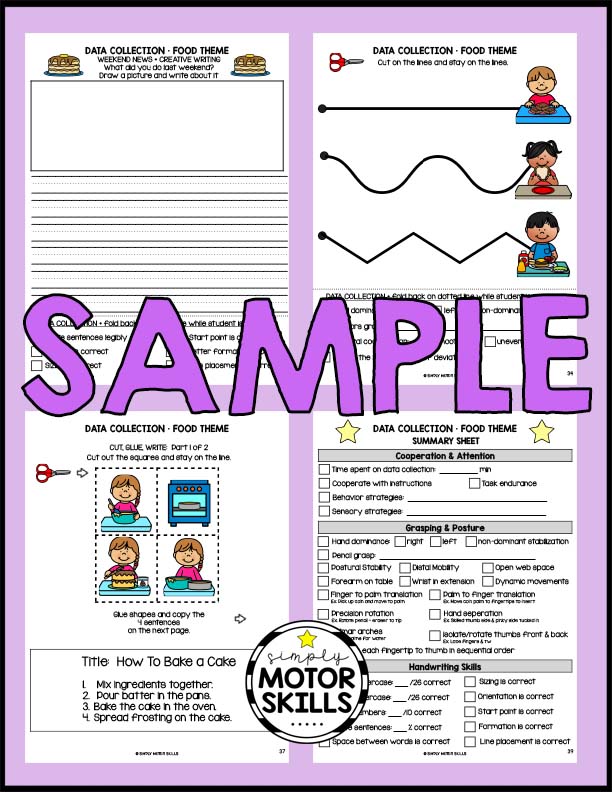 Food Theme Fine Motor Data Collection - Your Therapy Source