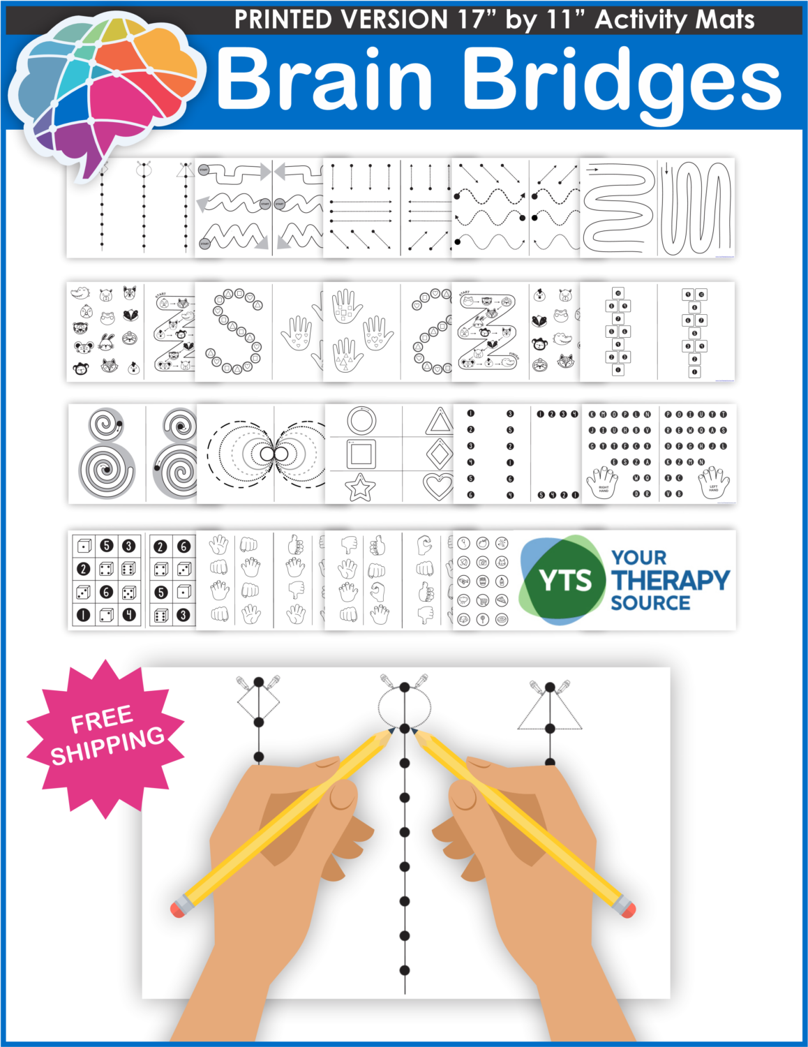 Brain Bridges Activity Mats 17"x11" PRINTED Version - Your Therapy Source