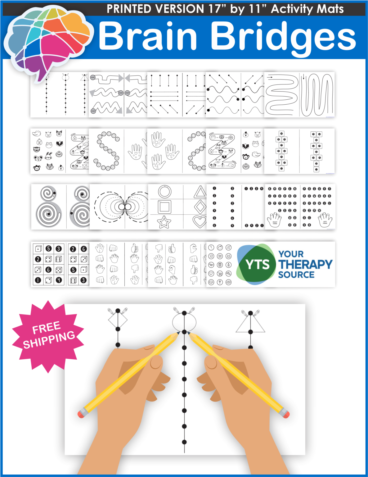 Brain Bridges Activity Mats 17"x11" PRINTED Version - Your Therapy Source