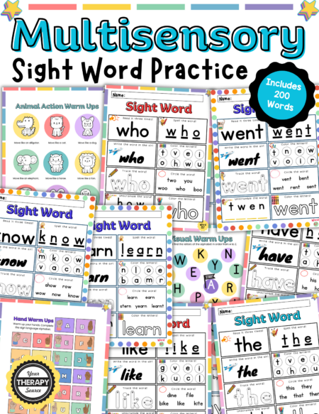 Multisensory Sight Word Practice 1-200 - Your Therapy Source