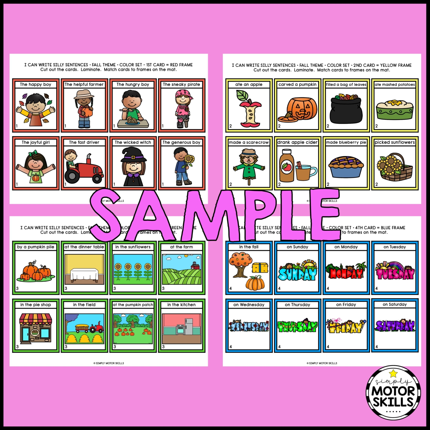 Silly Sentences Roll and Write - Four Seasons - Your Therapy Source