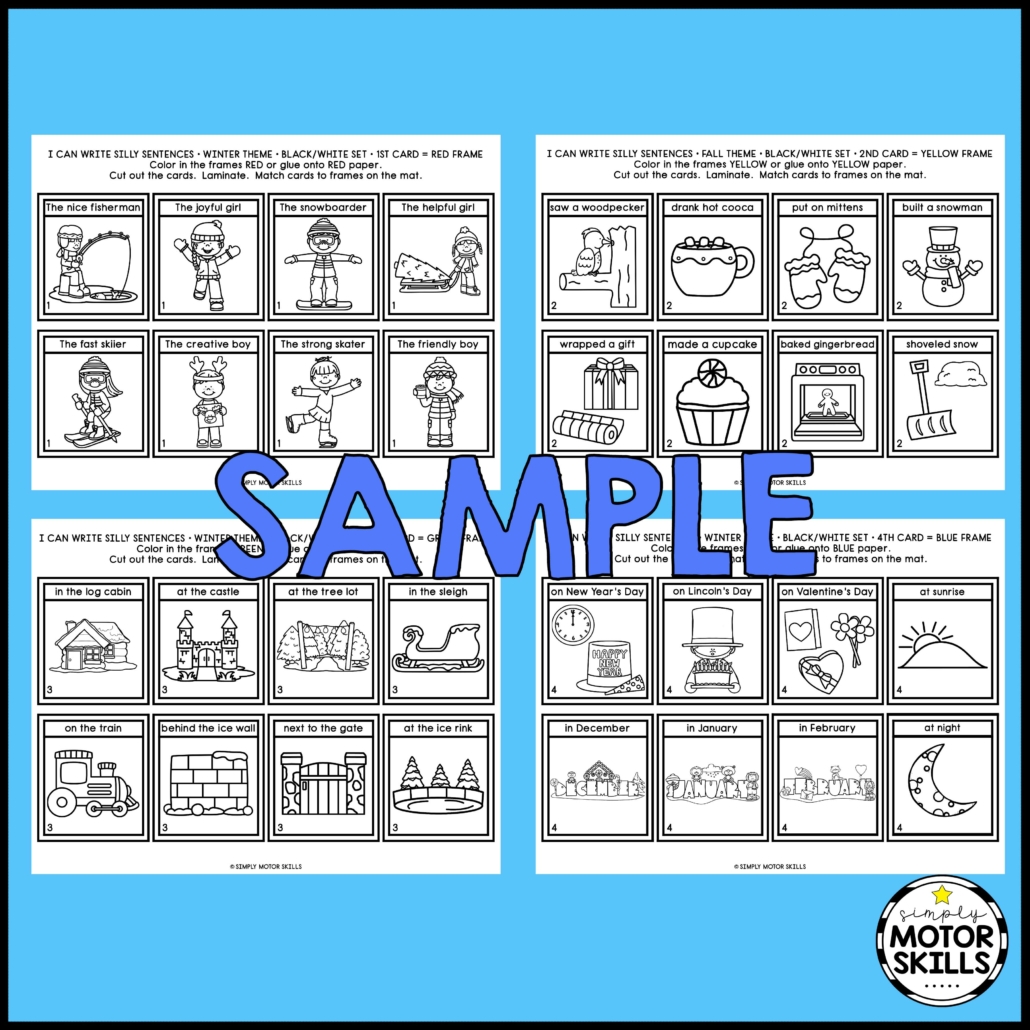 Silly Sentences Roll and Write - Four Seasons - Your Therapy Source