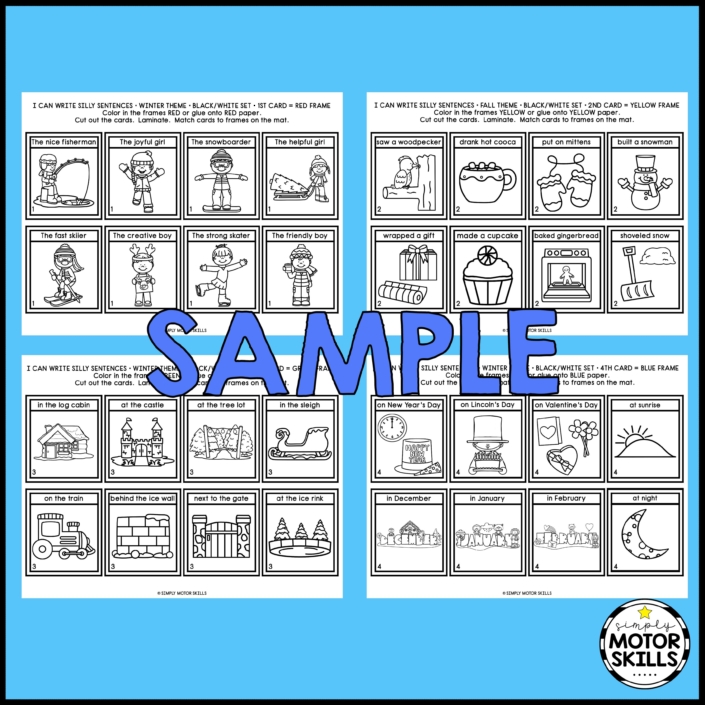 Silly Sentences Roll and Write - Four Seasons - Your Therapy Source