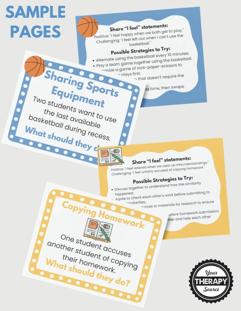 Conflict Resolution Task Cards and Self Reflection Questions - Your ...