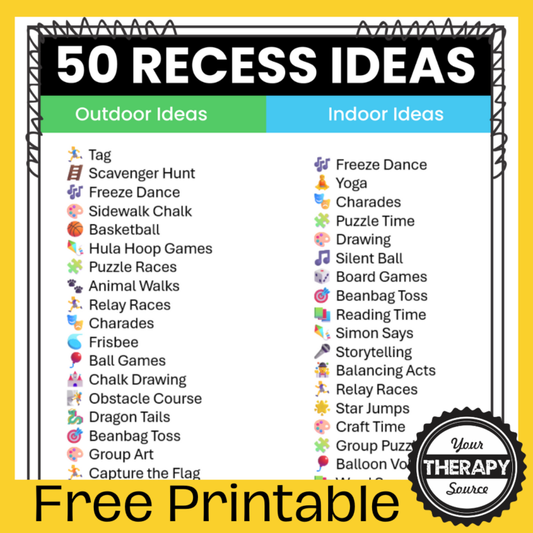 Gross Motor Skills - Free Activities and Printables - Your Therapy Source