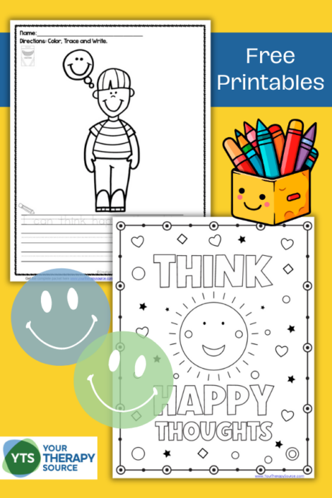 Think Happy Thoughts - Free Printable - Your Therapy Source