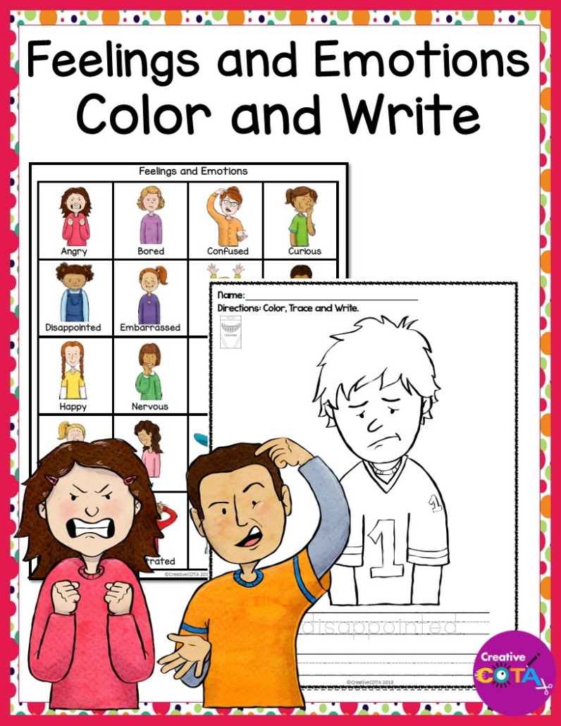 Feelings and Emotions Color and Write - Your Therapy Source
