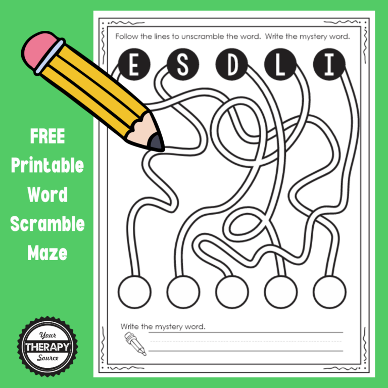 Free Printable Word Scramble Maze - Your Therapy Source