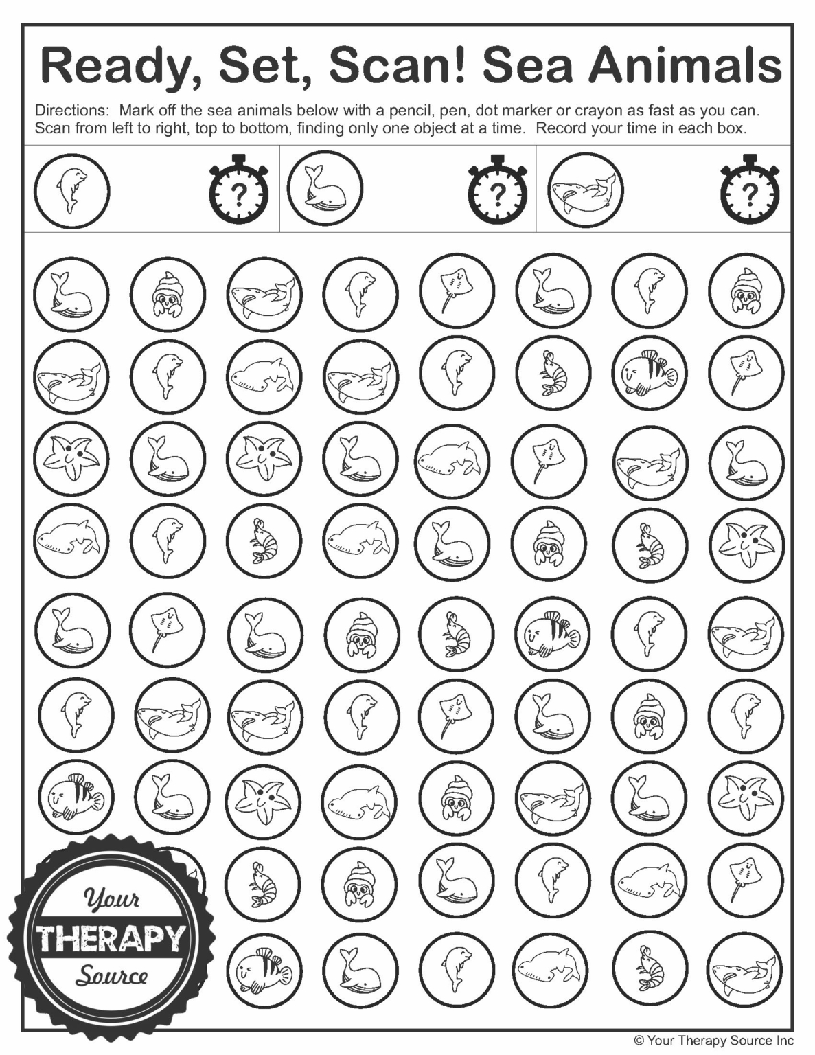 I Spy Under the Sea Visual Scanning Free Printable - Your Therapy Source