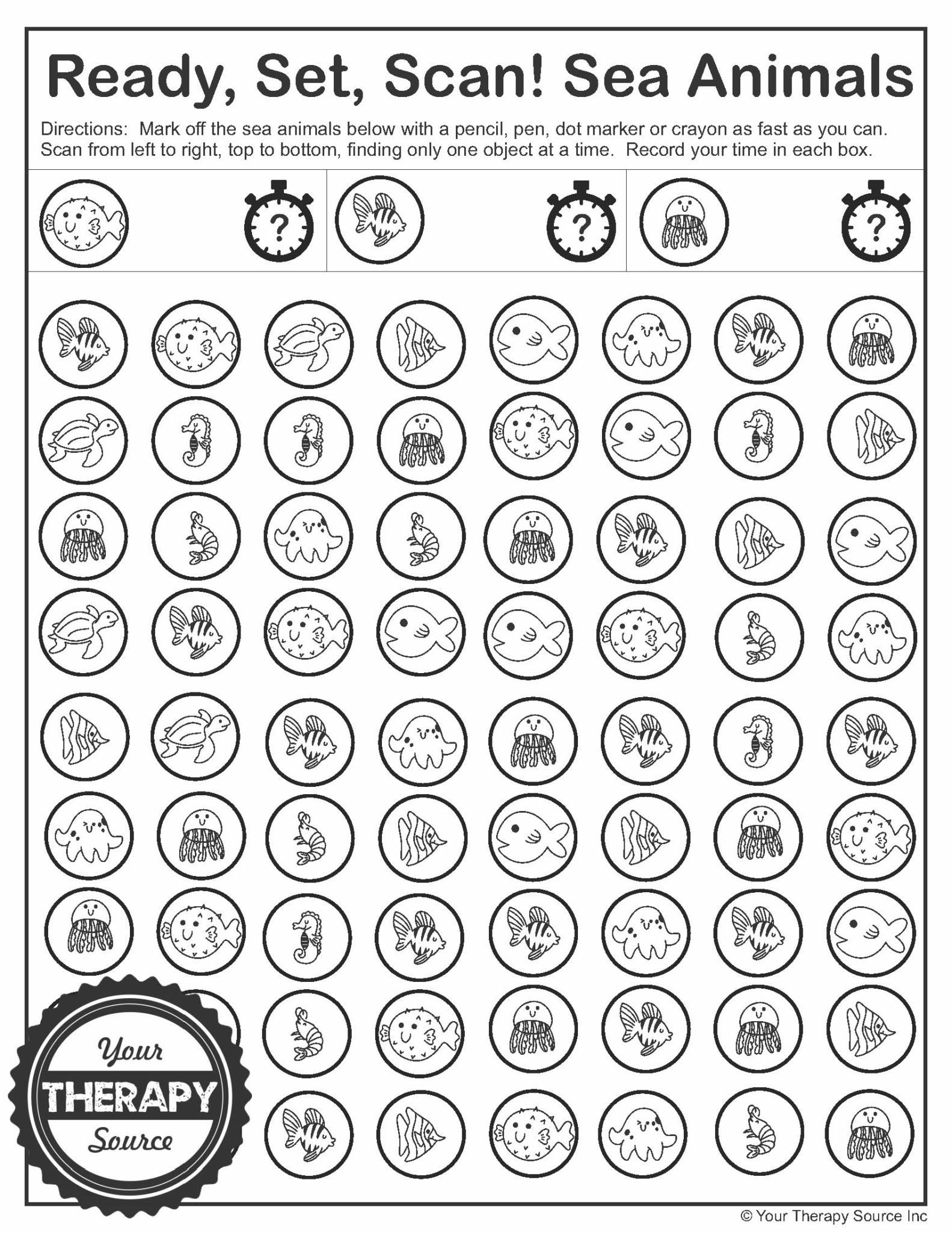 I Spy Under the Sea Visual Scanning Free Printable - Your Therapy Source