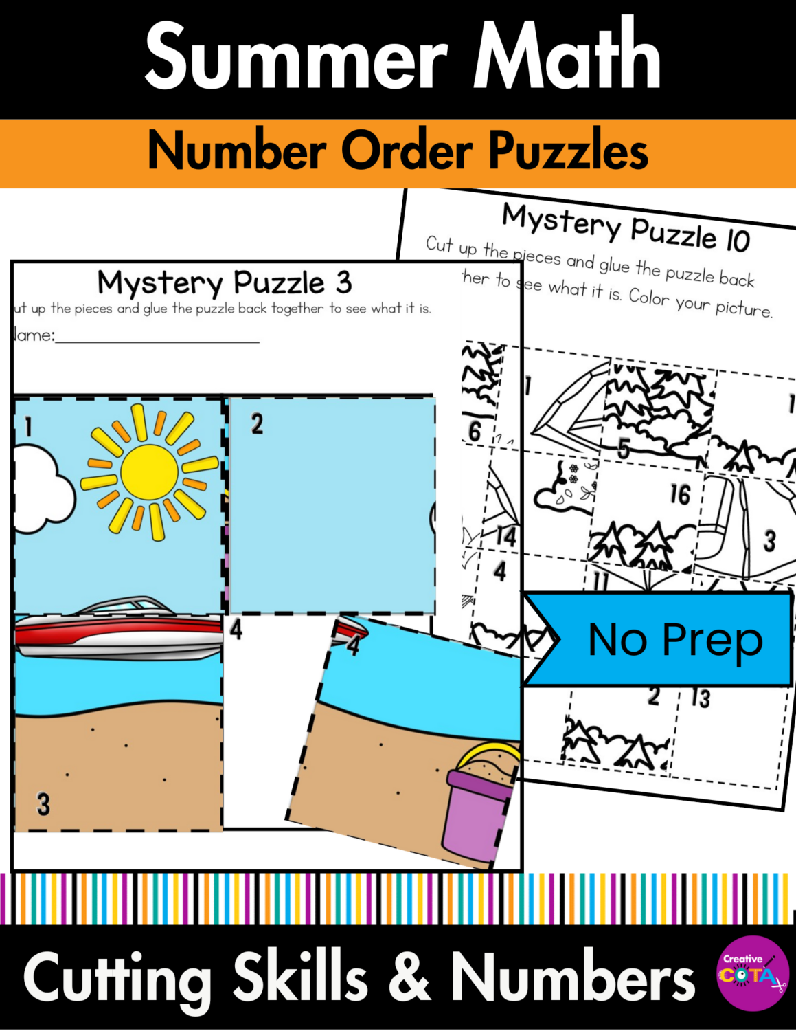 Summer Scissor Skills Puzzles - Your Therapy Source