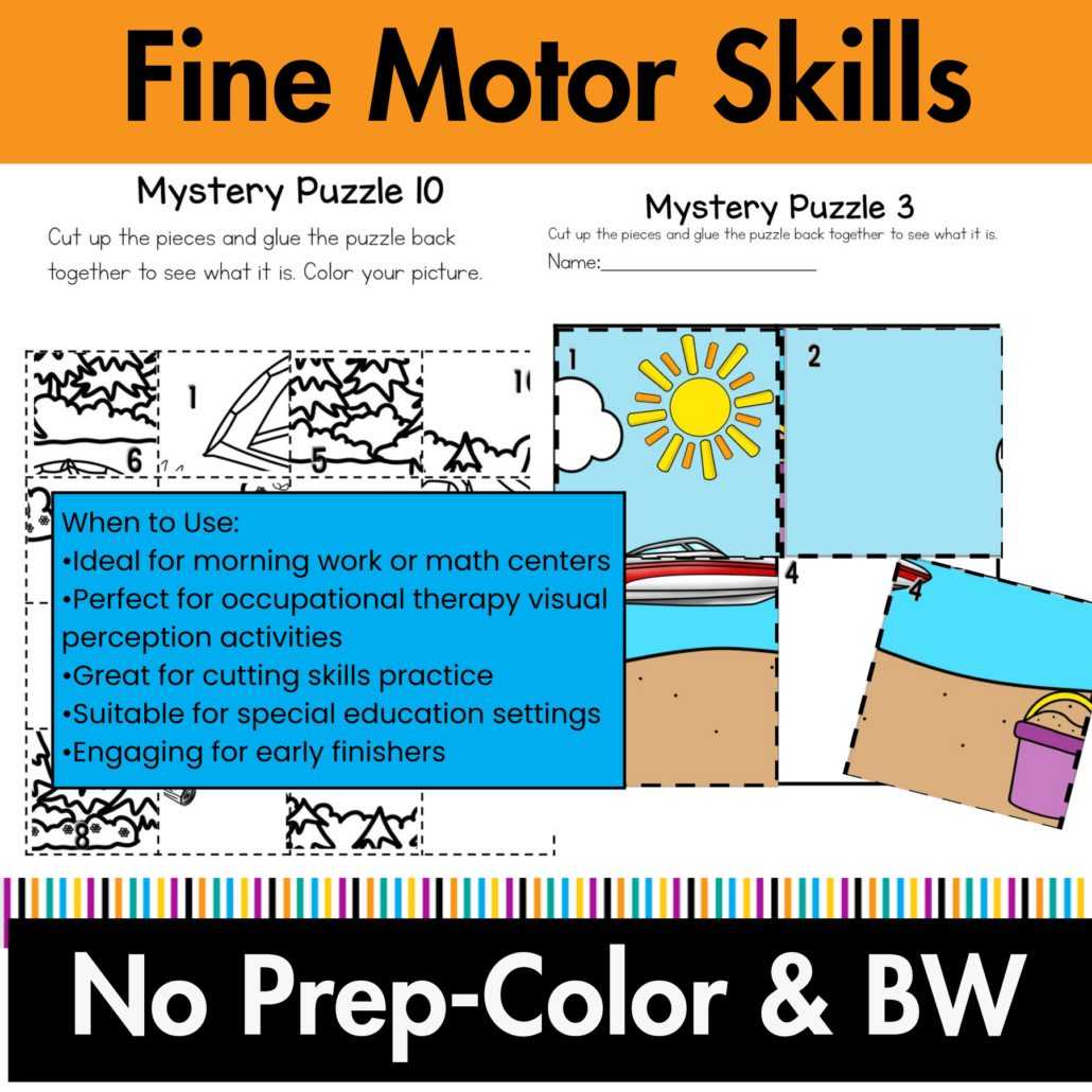 Summer Scissor Skills Puzzles - Your Therapy Source