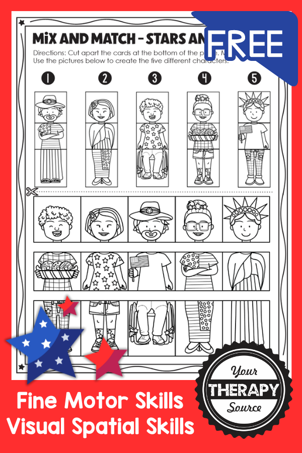 Patriotic Fine Motor Activity - Free Printable - Your Therapy Source