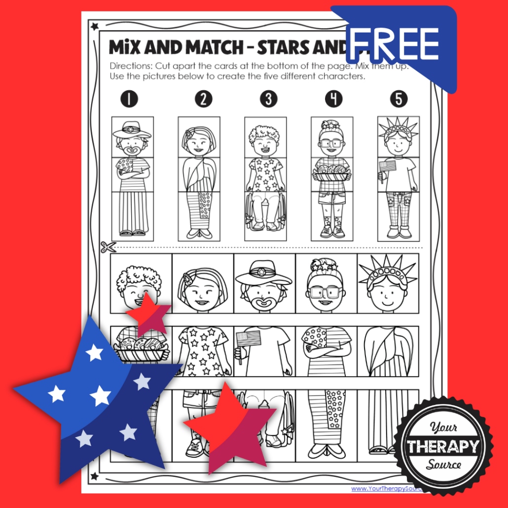 Patriotic Fine Motor Activity - Free Printable - Your Therapy Source