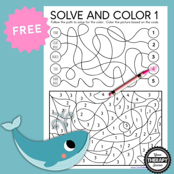 Whale Color By Number Free Printable - Your Therapy Source