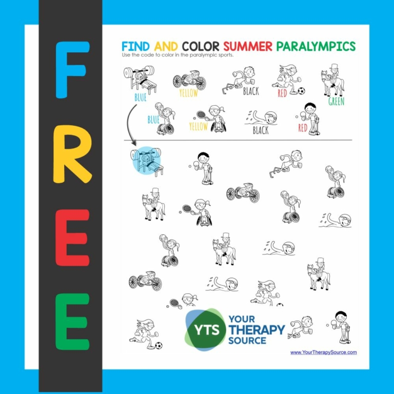 Find and Color Summer Paralympics Free Printable - Your Therapy Source